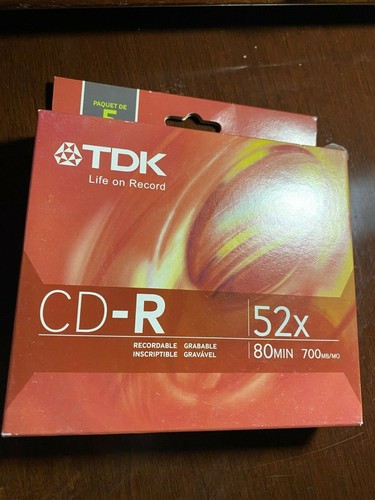 TDK 80-Minute CD-R Discs 5-Pack, New Sealed-B50 | eBay