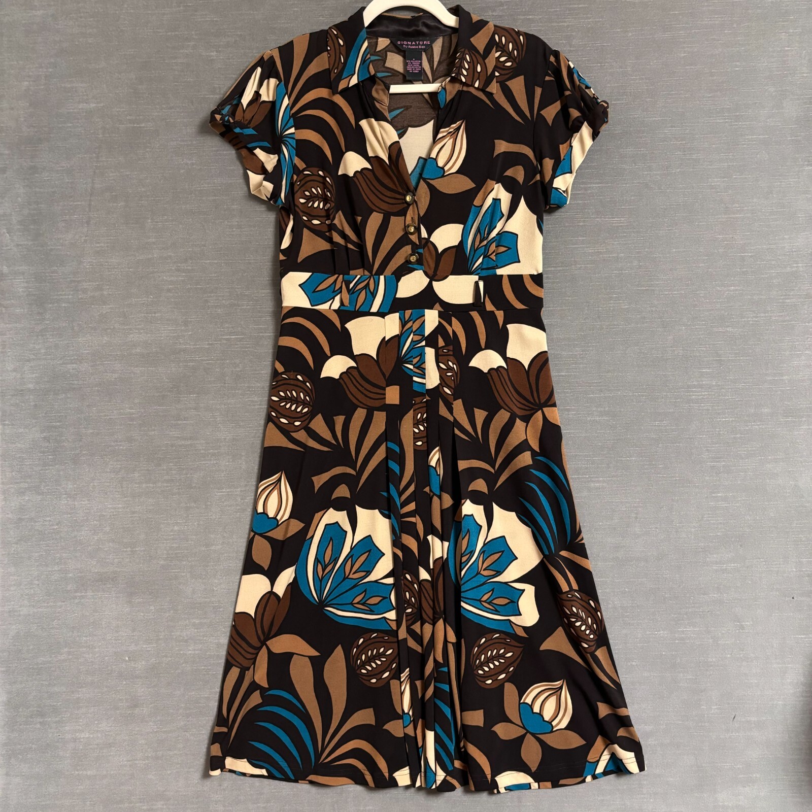 Vintage Robbie Bee Dress 6 Brown Blue Floral y2k 90s … - Gem