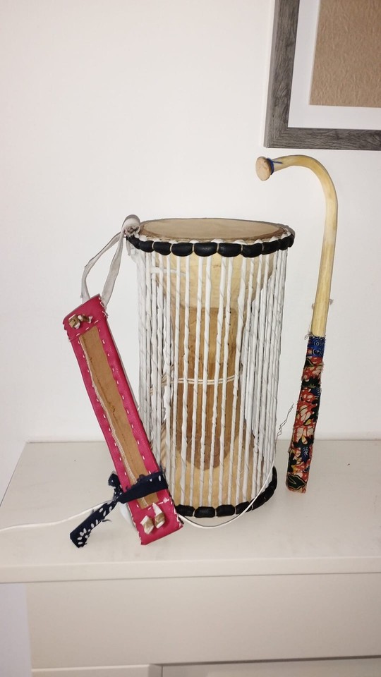 African Talking Drum with Stick Beater - Gangan Drum | eBay