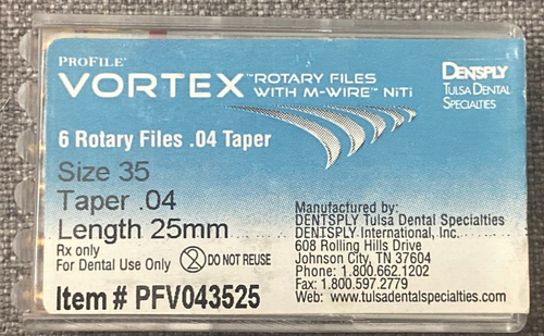 Dentsply Tulsa Dental Vortex Rotary Files - 35/.04 taper 25mm | eBay