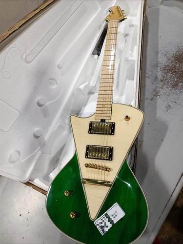 Left Handed Trans Green Armada Electric Guitar Maple Neck Flamed Top US ...