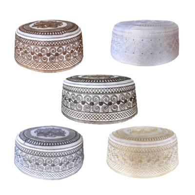 Islamic Beanie Cap Flat Top Hat Round Jewish Hat Indian Cotton Turban ...