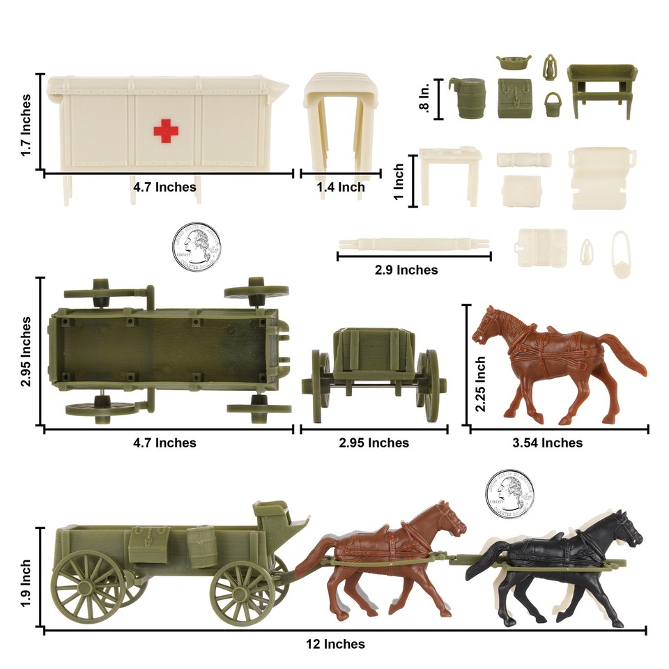 BMC CTS World War 1 Ambulance Square Top Plastic Figure Horse ACW WW1 ...