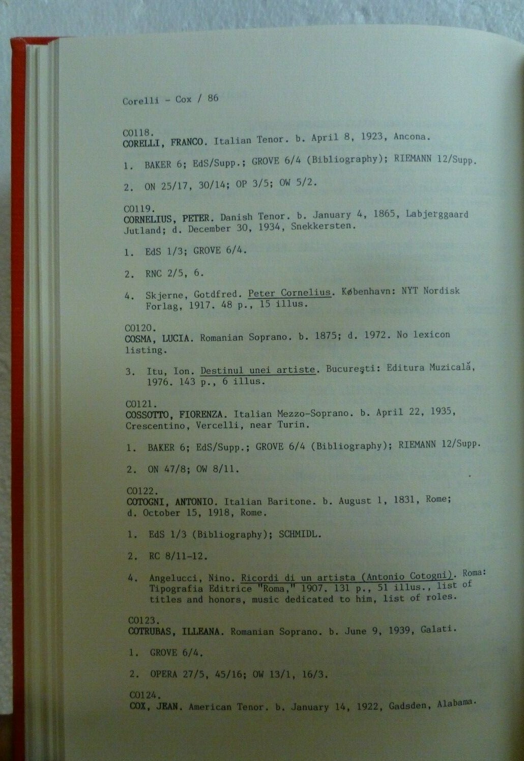 Concerto & Opera Cantanti Bibliography/Biograph. Materiali 1985 Libro Lhb 32 | eBay