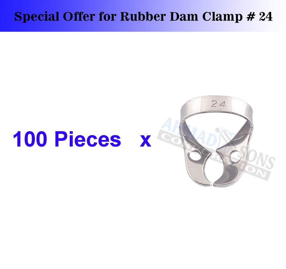 100 PCS Dental Rubber Dam Clamps Endodontics Ivory Retractors Premolar ...