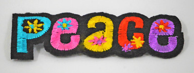 EMBROIDERED PEACE PATCH IRON, SEW ON, BLUE, PINK,YELLOW, RED, PURPLE ...