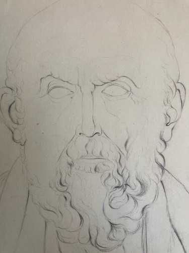 Beautiful Drawing Pencil Portrait Beard Man Bust to Identify Old Art ...