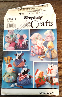 Simplicity Crafts Pattern 7043 One Size Puffy Animals Vintage 1990 ...