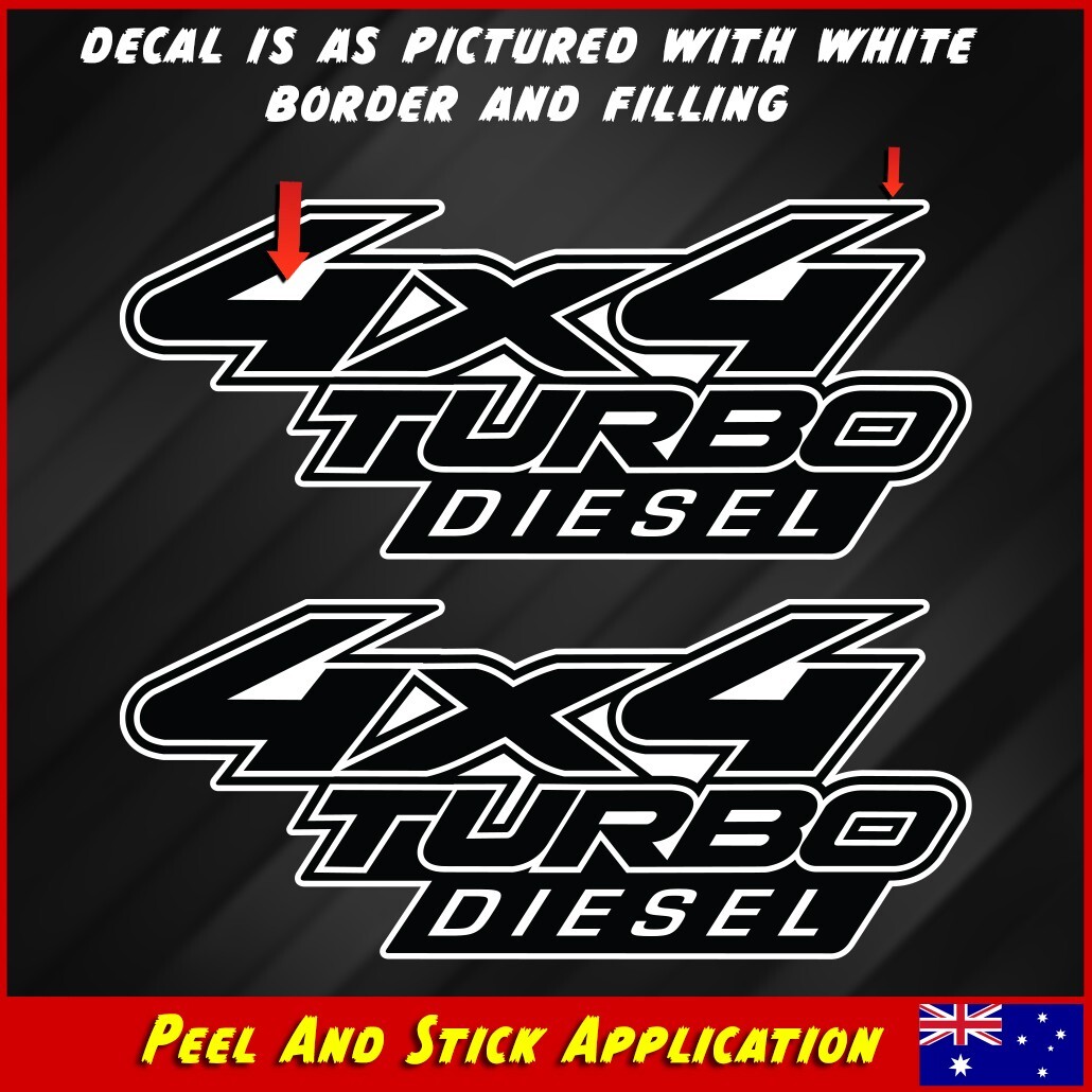 2Pcs 4x4 Turbo Diesel Side Rear Tub Decal Sticker For All 4x4 Ute Makes ...