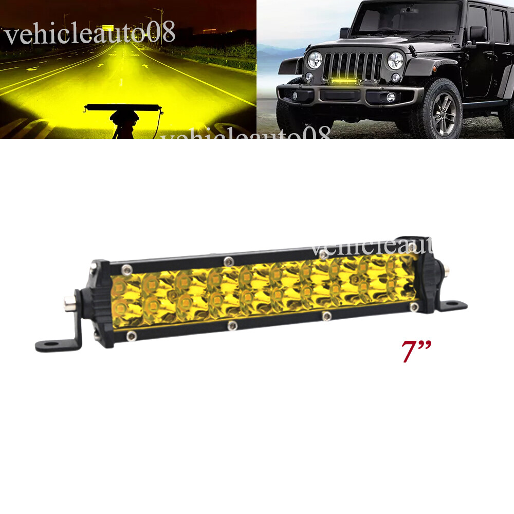 7'' Yellow LED Work Light Bar Spot Driving Fog Amber Lamp Offroad SUV ...