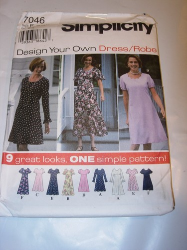 WOMENS UNCUT SIMPLICITY 7046 SEWING PATTERN FAST EASY DESIGN DRESS SIZE ...