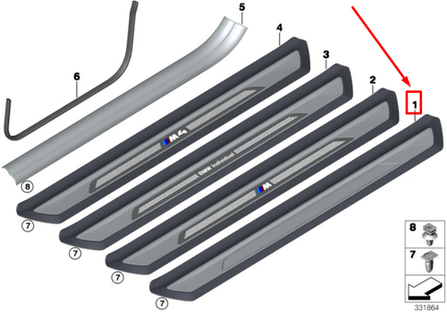 NEW BMW 4 CABRIO F33, F83 DOOR SILL ENTRANCE COVER 51477436037 7436037 ...
