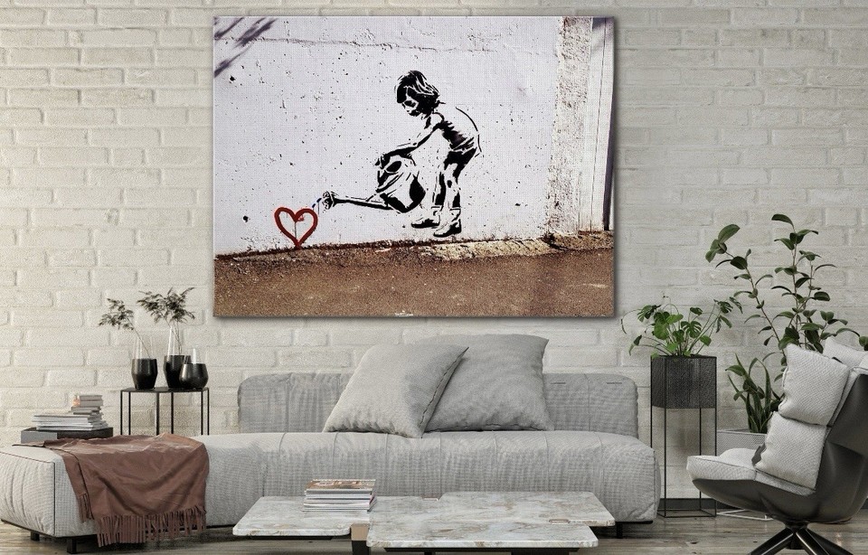 BANKSY “Growing Love” Reproduction on Canvas ready To Hang 8 X 12 Inch ...