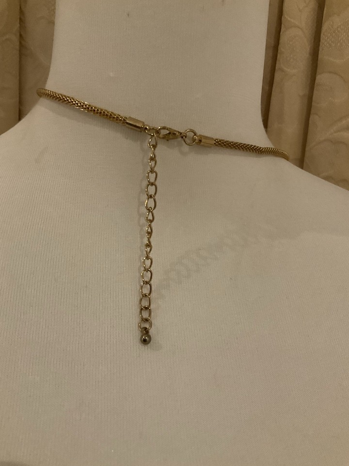 Gold Tone Metal Geometric Pendant Statement Necklace, Snake Chain ...
