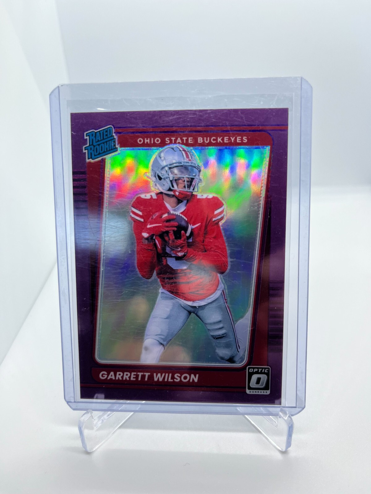 Garrett Wilson 2022 Chronicles Draft Donruss Optic Rated Rookie Purple ...