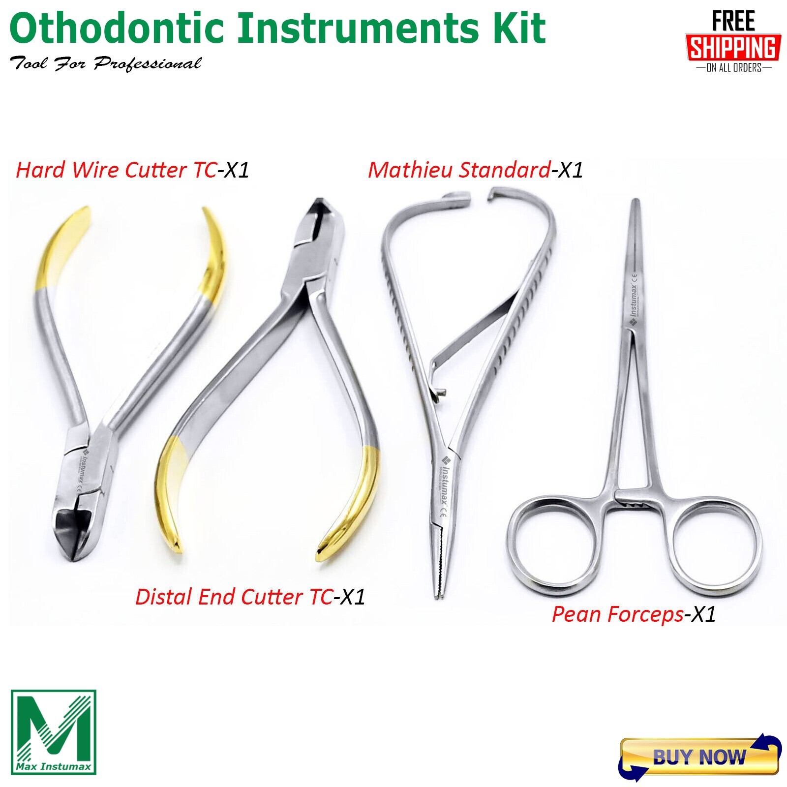 ORTHO TOOLS KIT ORTHODONTIC PLIERS PEAN FORCEPS HARD WIRE, DISTAL END ...