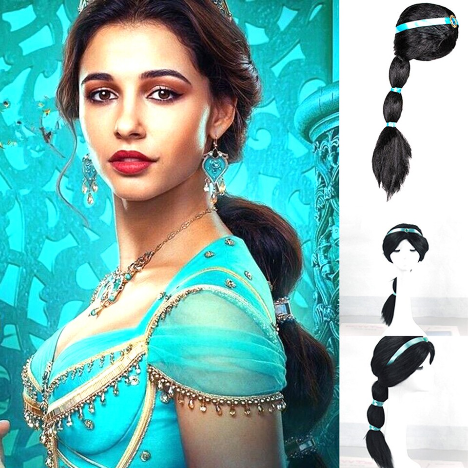 Princess Jasmine Aladdin Cosplay Black Wigs w/Ribbon For Adult ...