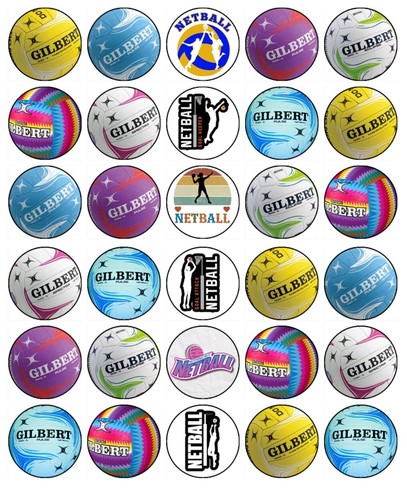 Netball Edible Cupcake Toppers Wafer Birthday Cake Sports Decorations ...