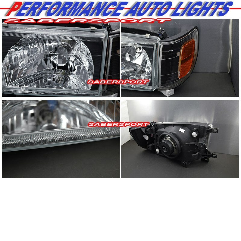Black Headlights + Clear Bumper + Red LED Taillights for 96-98 Toyota ...
