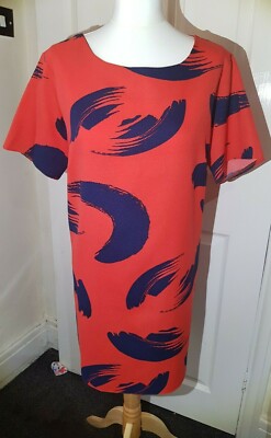 John Zack Red Shift Style Dress with Dark Blue Pattern - Size 16 | eBay UK