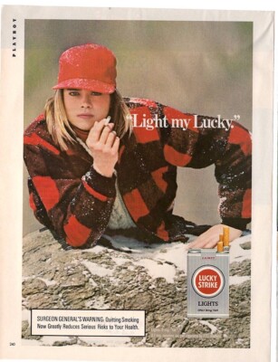 vintage 1980s magazine print ad LUCKY STRIKE Lights Sexy Girl smoking ...