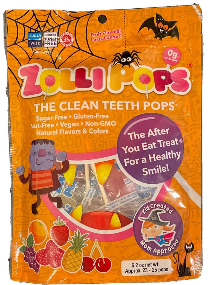 ZOLLI POPS CLEAN TEETH POPS Sugar Nut Gluten Free VEGAN Lollipop Candy ...