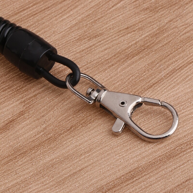for Key Bungee Cord Keychain Silver Ring Metal Spring Anti-loss Keyring ...