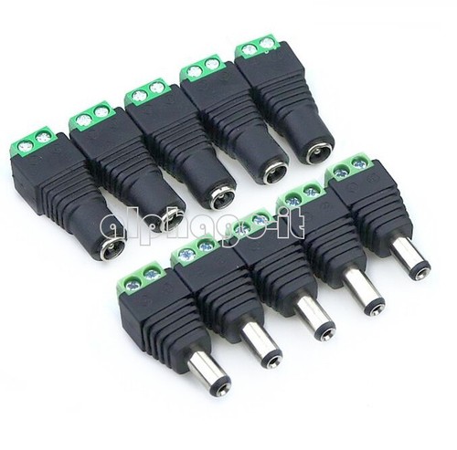 5 Pairs Male and Female 2.1mm DC Power Plug Jack Adapter Connector for ...