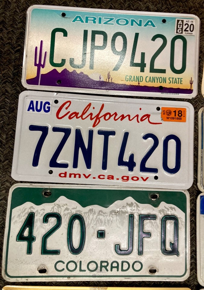 GROOVY LOT 12 420 POT DOPE WEED RELATED LICENSE PLATES, DE ME FL KS MI ...