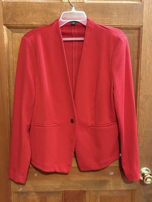 Covington Short Red Blazer Jacket Size Large Faux Pockets Machine ...