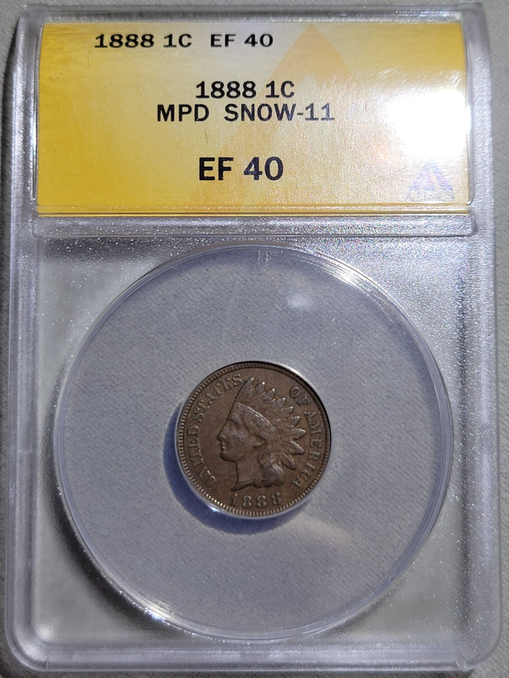 1888 1c ANACS EF 40 MPD Snow-11 Indian Head Penny One Cent | eBay