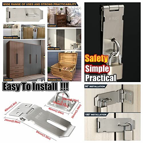 3 Inch Hasp Lock Clasp Latch Hinges Lock for Doors Chest Latches | eBay