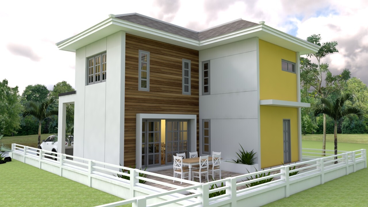 30x33 Simple House Plan 9x10 Meter 3 Bed 2 Bath Hip Roof (PDF &A4 Hard ...