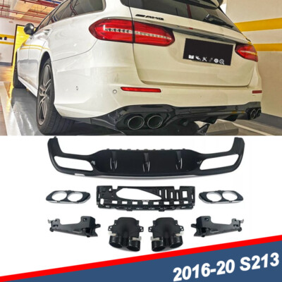 For Mercedes Benz S213 E400 E43 2016-20 Rear Bumper Diffuser W/ Exhaust ...