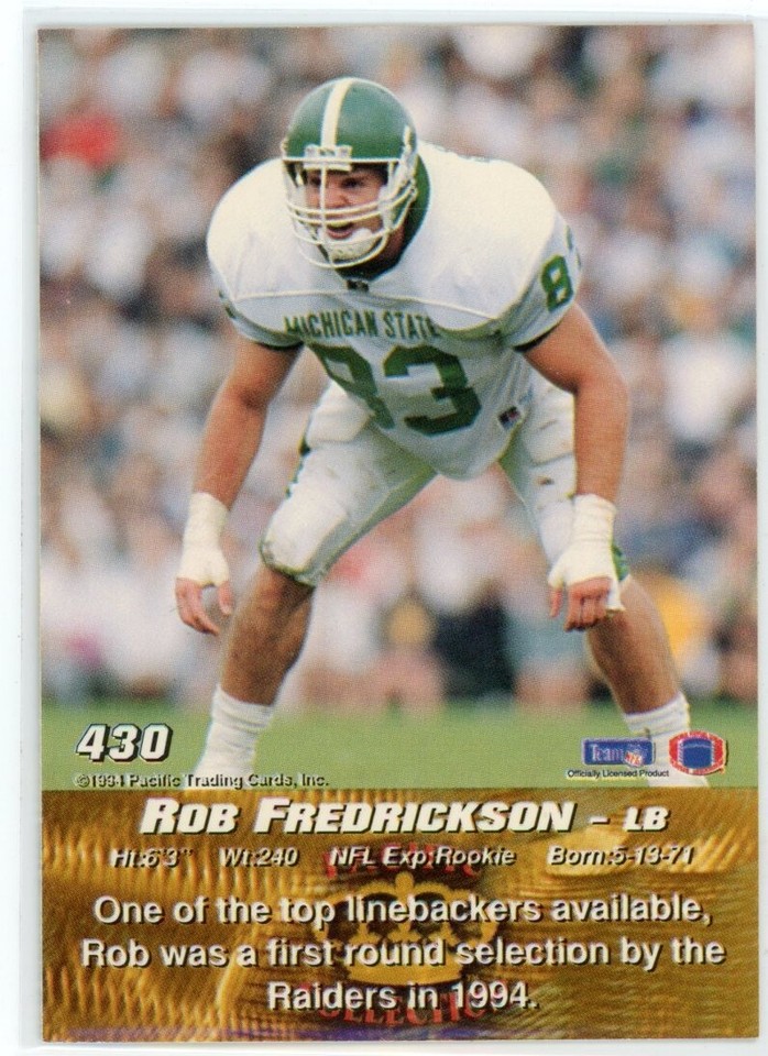 1994 Pacific Crown Collection Rob Fredrickson #430 Rookie RC | eBay