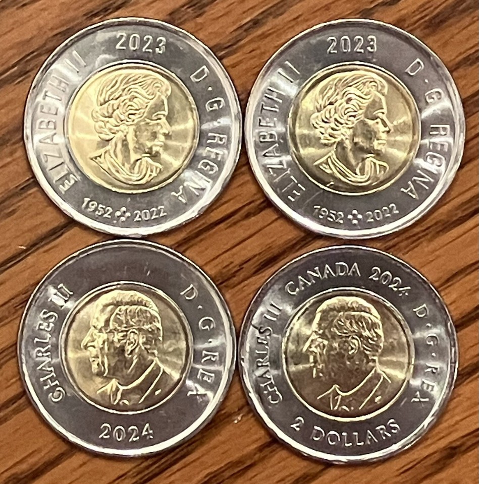 2024 Canada INUIT & RCAF, 2023 INDIGENOUS & RIOPELLE $2 UNC toonie ...