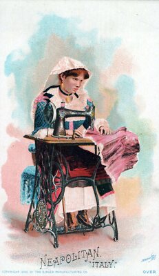 Singer Sewing Machine Naples Italy 1890s Victorian Trade Card VINTAGE ...