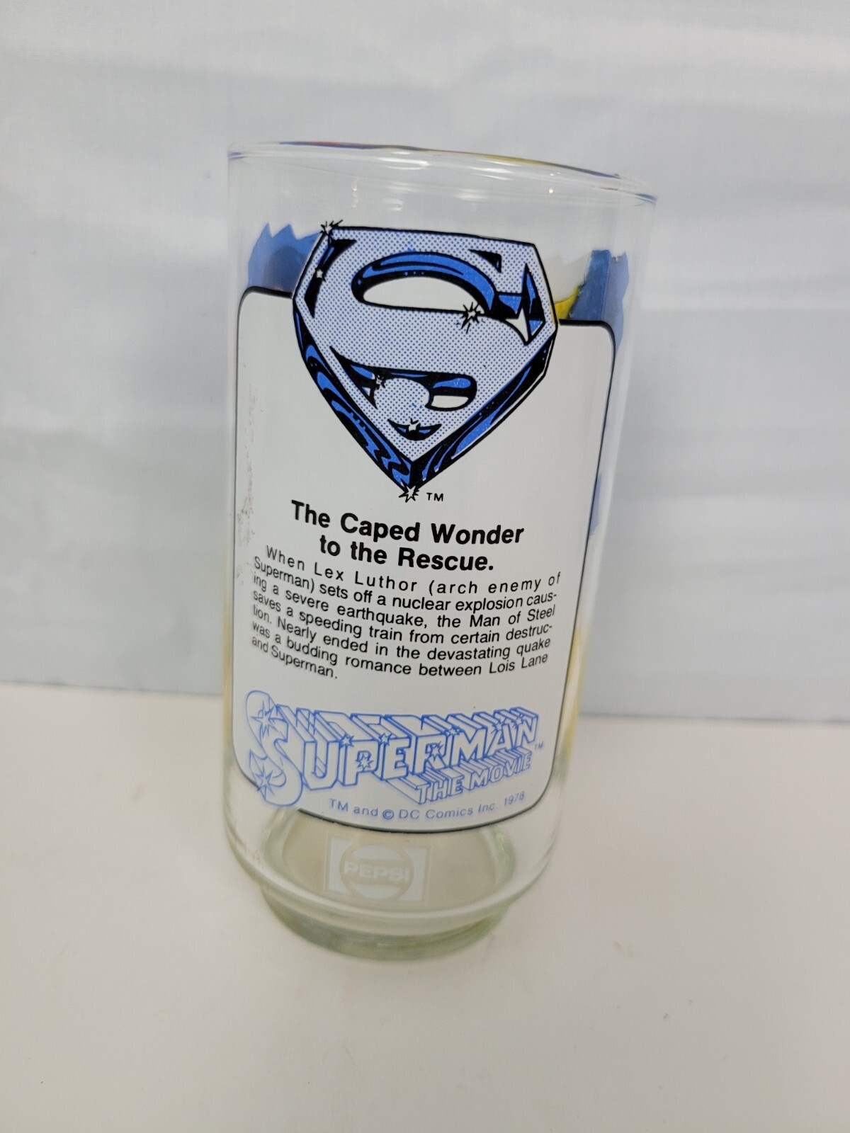 Vintage Superman The Movie DC Comics Glass 1978 Cup Pepsi Caped Wonder ...