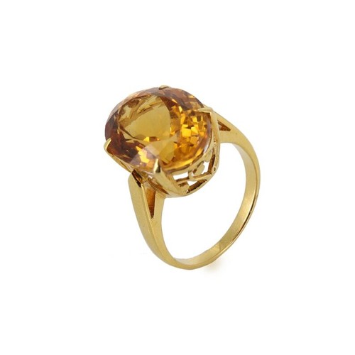 14K Solid Gold Natural Golden Topaz Handmade Solitaire Women Ring | eBay