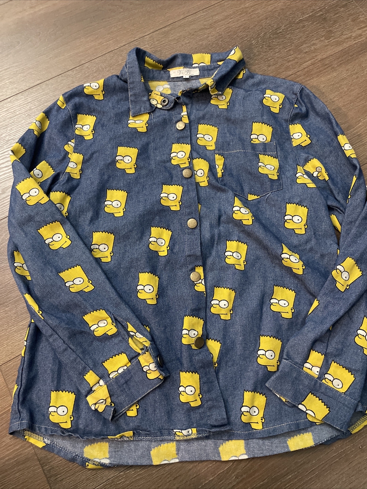 Vintage Bart Simpson Men Large Button Down Denim Shir… - Gem