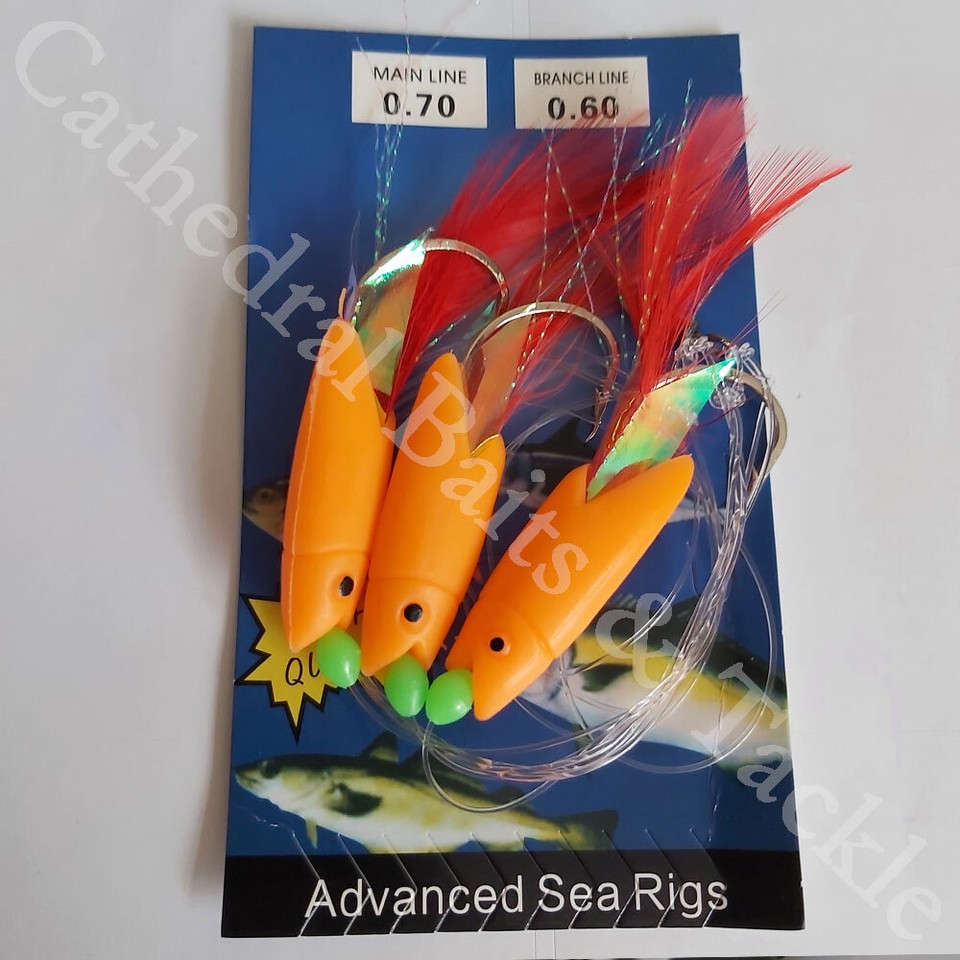 Jumbo Hokkai Rig 3 Size 7/0 Hooks Sea Fishing Tackle Rigs Lures Cod ...