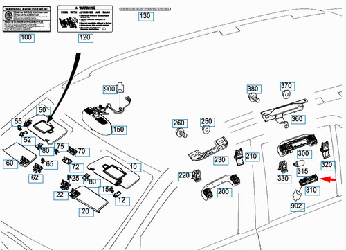 NEW MERCEDES-BENZ GLE W166 REAR LEFT GRAB HANDLE LIGHT A1669066901 OEM ...
