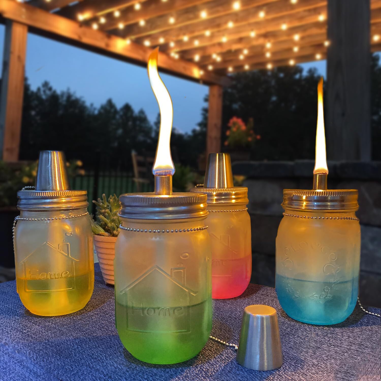 Mason Jar Tabletop Torch Kits,4 Pack Longlife Fiberglass Wicks ...