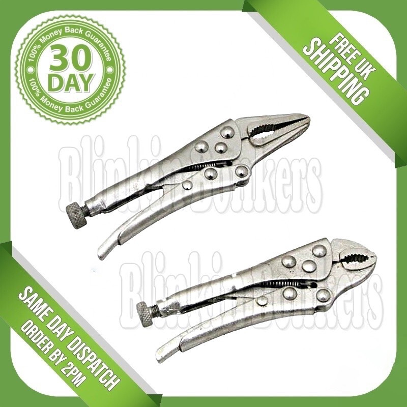 MOLE GRIPS SET LOCKING ADJUSTABLE SMALL CURVED JAW WRENCH PLIERS VICE ...