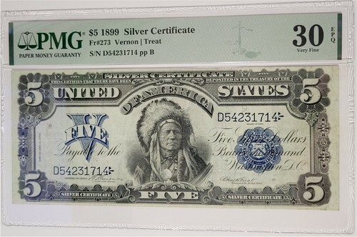 1899 $5 Silver Certificate Indian Chief Note Fr-273. PMG-30 EPQ! | eBay