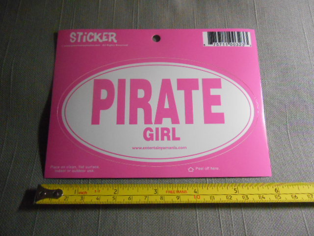 PIRATE GIRL New Oval Pink 5.5" x 3" Vinyl Sticker Decal Indoors ...