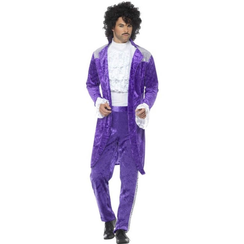 Prince Costume Mens 80's 1980s Purple Rain Adult Fancy Dress Outfit M ...