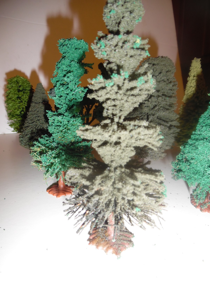 12 Trees for model scenery, O, HO Scale, Added more foam leaves, about ...