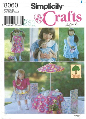 Simplicity 8060 18" Doll Clothes & Patio Accessories CUT COMPLETE ...
