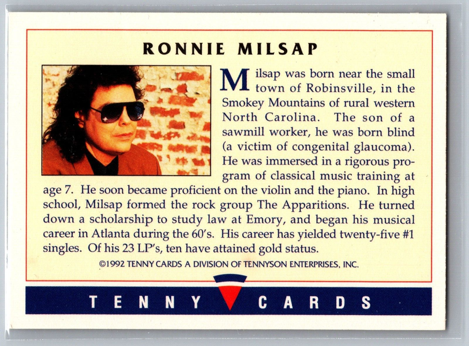 1992 Super Country Music Series 1 Ronnie Milsap Trading Card | eBay
